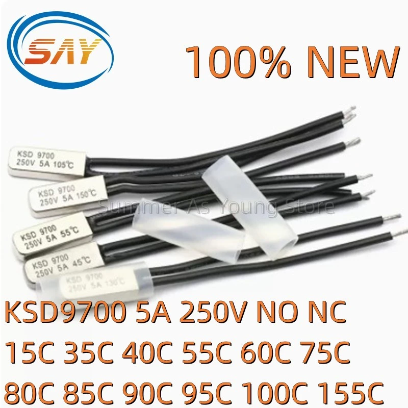 NC 온도 조절기 열 보호기 퓨즈 온도 스위치, KSD9700 5A 250V 15C 35C 40C 55C 60C 75C 80C ...