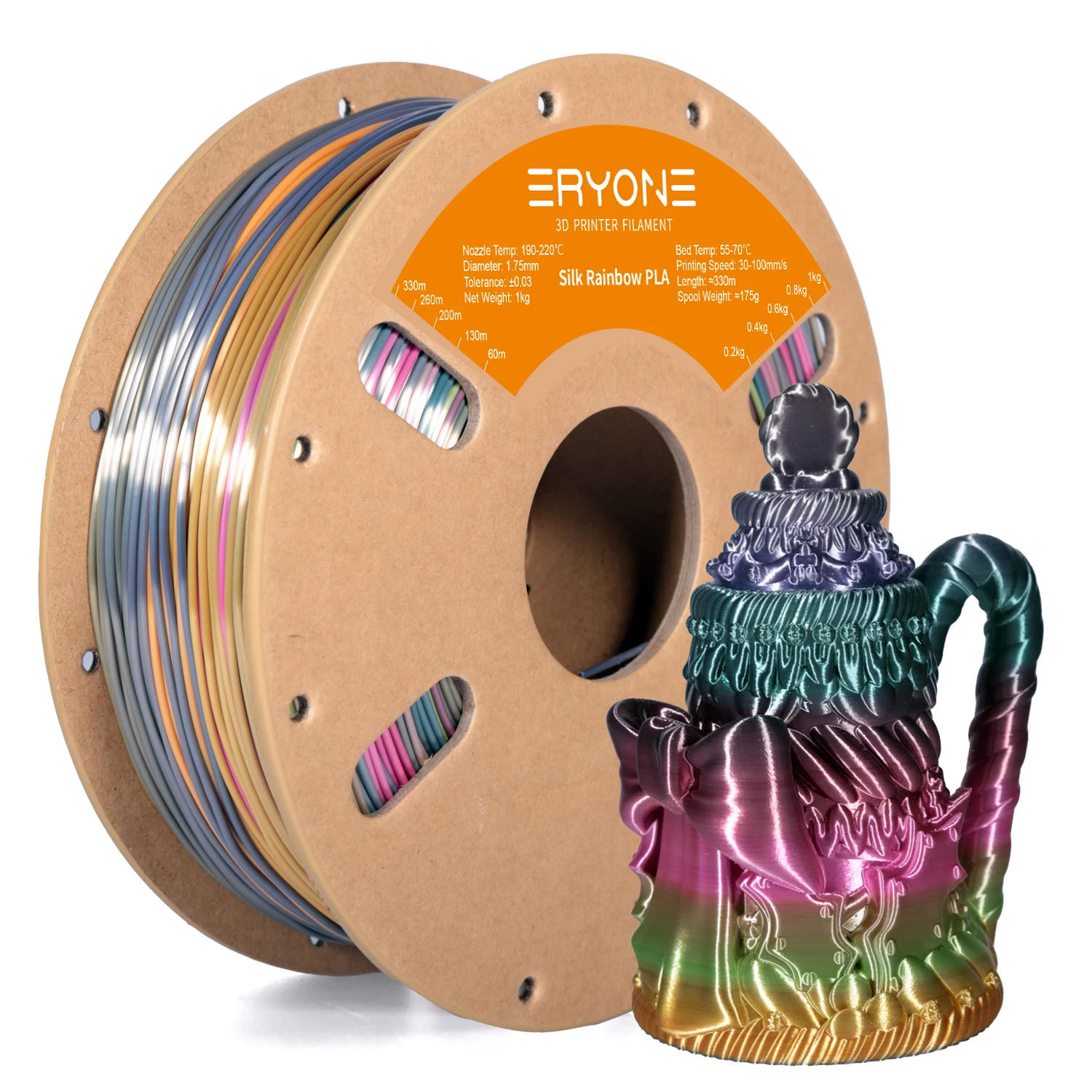 Eryone New Rainbow PLA Filament Multicolor Perfect Spooled 1.75mm 1KG ...