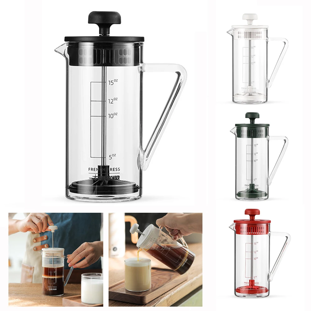 Glass-Filter-Coffee-Pot-Press-Extraction-Tea-Pot-With-Scale-Reusable ...