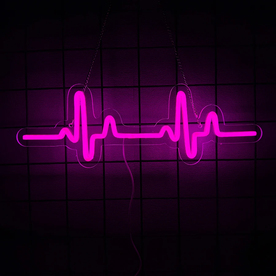 Heartbeat Ekg Neon Sign For Wall Decor,Light Up Sign For Bedroom,Game ...