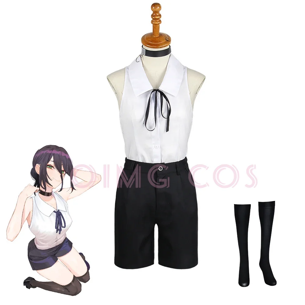 Reze Cosplay Costume Chainsaw Man Outfits Blue Suit Shirt Anime Tie ...