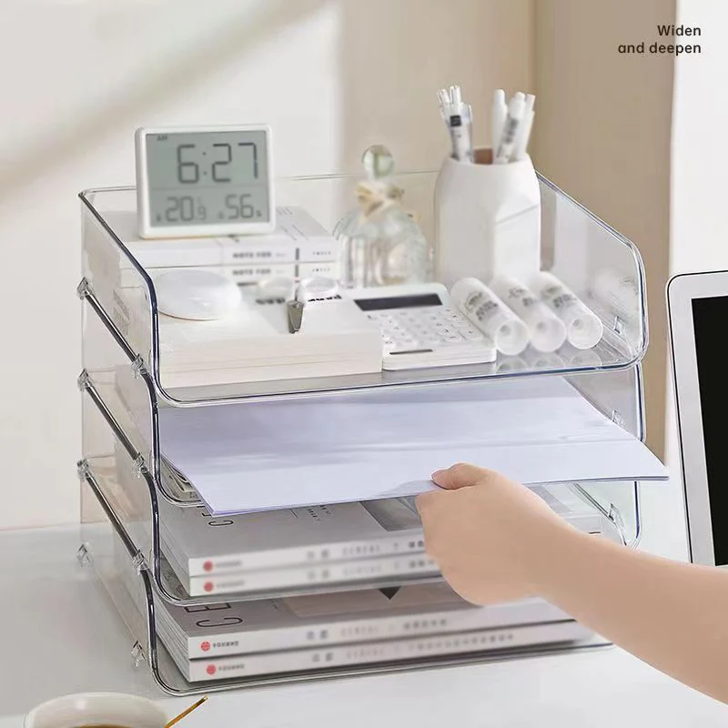 Desktop-File-Organizer-Stackable-Storage-Tray-Clear-Papers-Rack ...
