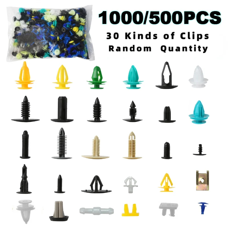1000-500PCS-POM-Mixed-Auto-Vehicle-Fastener-Bumper-Clips-Retainer-Rivet ...