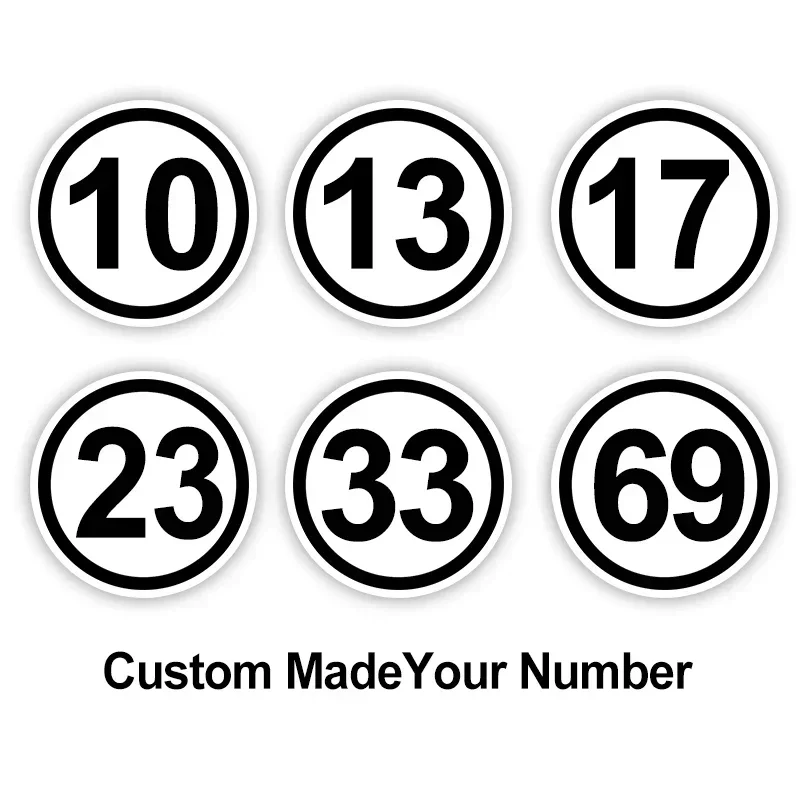 Custom Racing Number Stickers 10 11 13 17 23 69 77 in Circle Waterproof ...