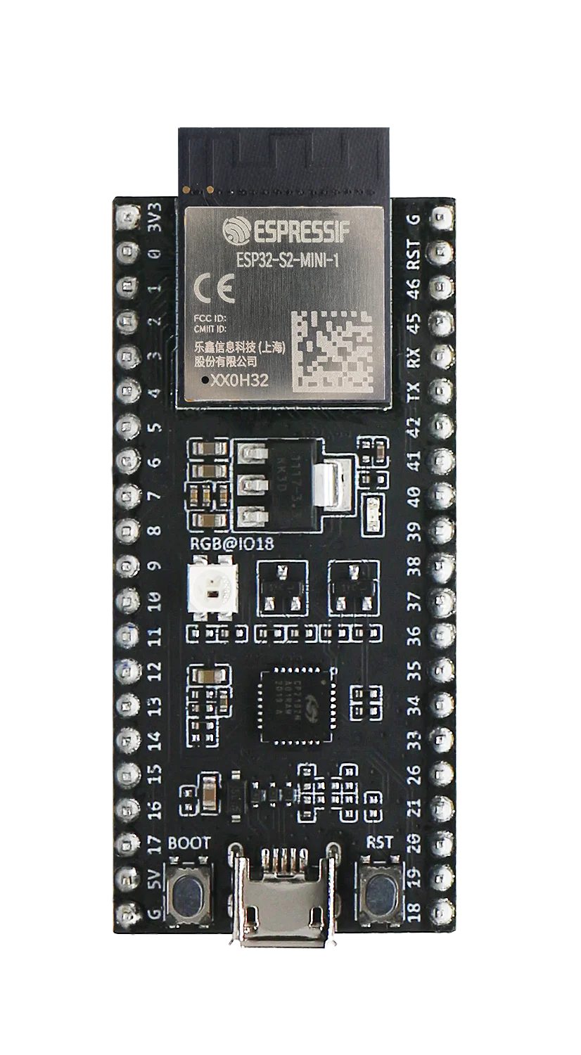 ESP32 S2 DevKitM 1 is equipped with ESP32 S2 MINI 2/2U module ...