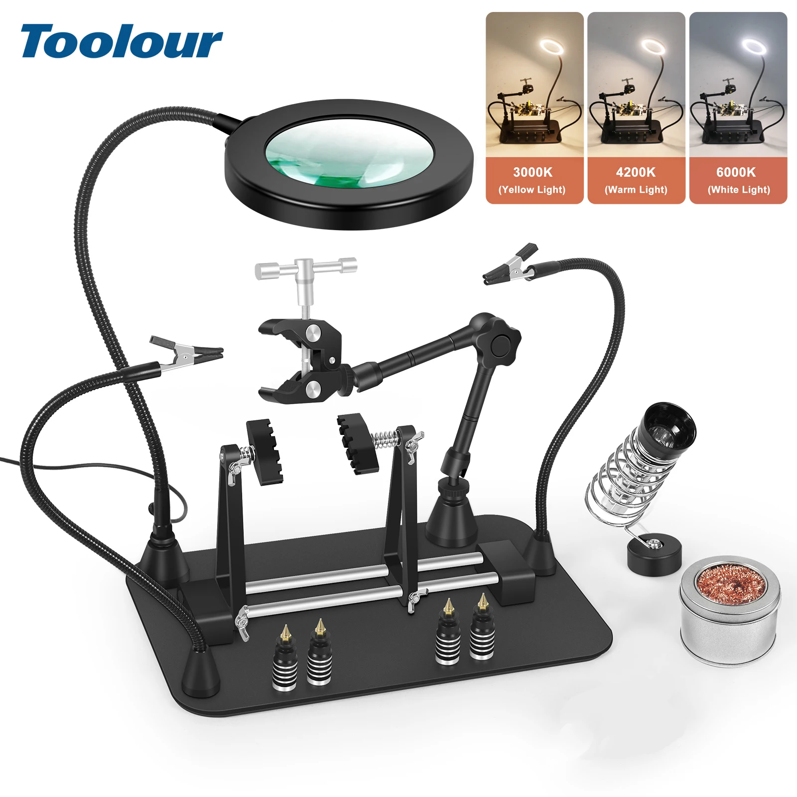 Toolour-Soldering-Station-Helping-Hands-with-5X-Magnifying-Glass-Third ...