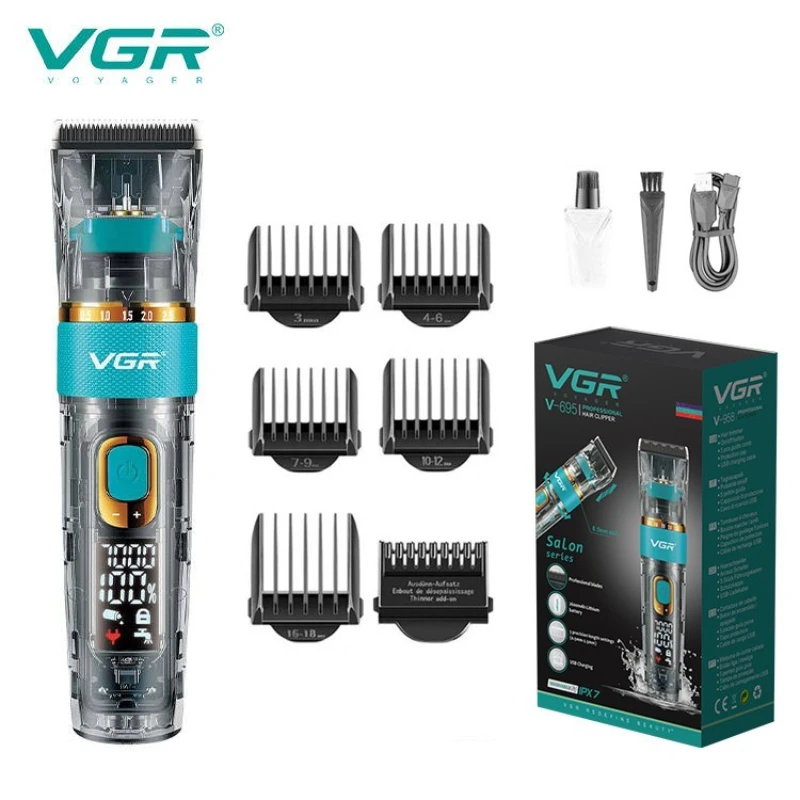 VGR Máquina de cortar cabelo à prova d'água Máquina de corte de cabelo sem fio Aparador de ...