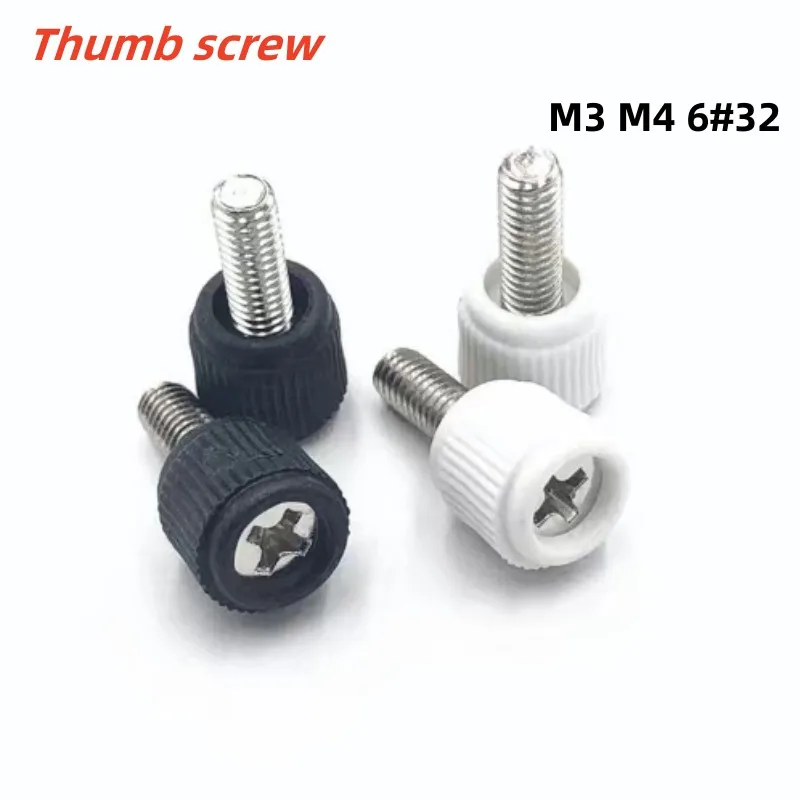 10Pcs M3 M4 6#32 Thumb Screw Plastic Hand Screw Black White Plastic ...