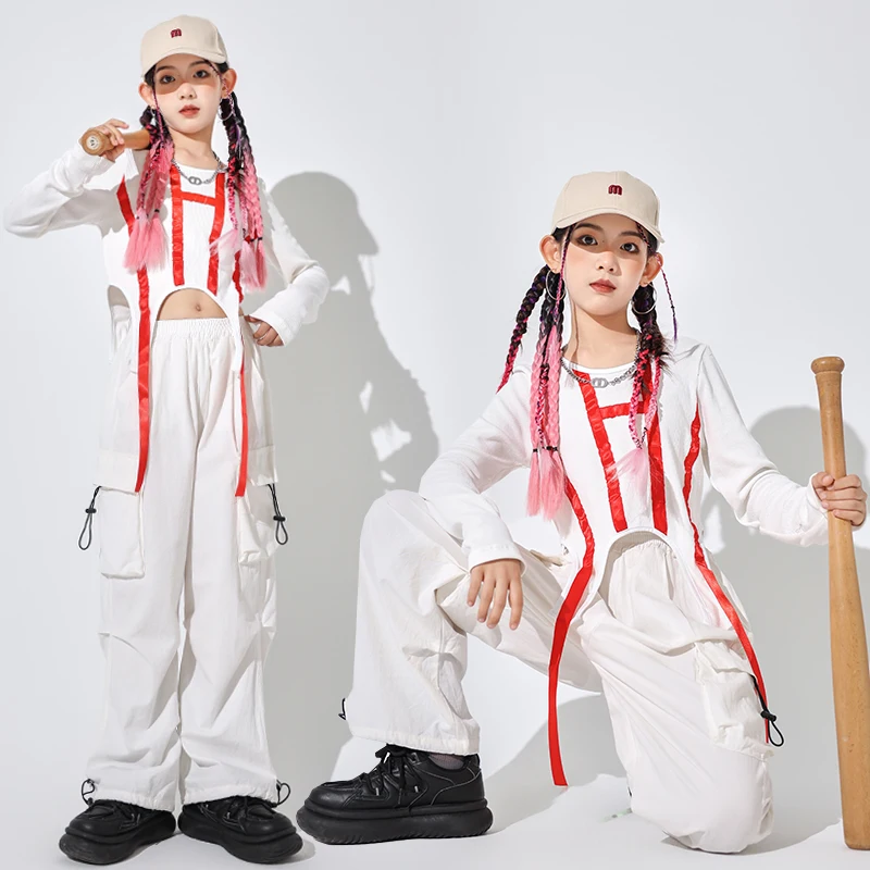 Kids-Hip-Hop-Clothing-White-Crop-Sweatshirt-Cargo-Pants-Streetwear ...