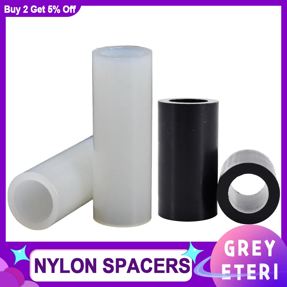 M2-M3-M4-M5-Black-White-Nylon-Spacers-Hollow-Non-Threaded-Round ...