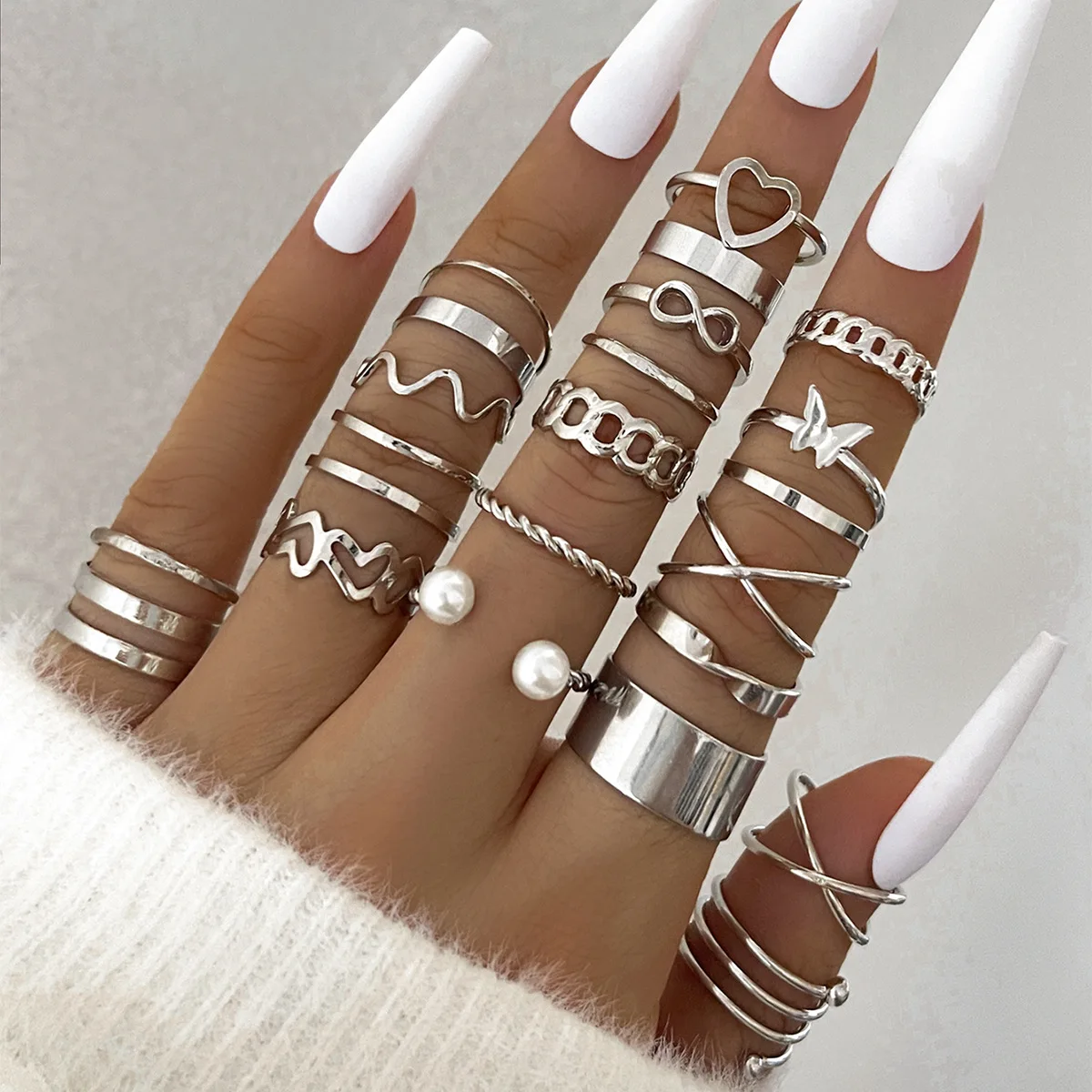 Kirykle-22pcs-Fashion-Simple-Wave-Joint-Rings-Set-for-Women-Crystal ...