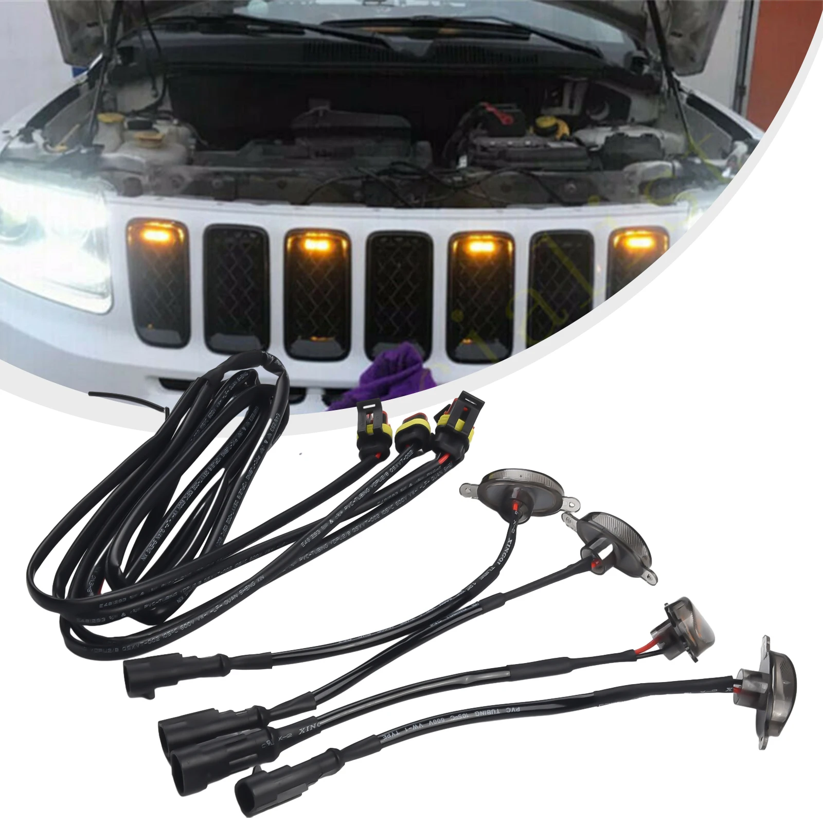 4PCS-Griglia-Anteriore-HA-CONDOTTO-LA-Luce-Per-Jeep-Per-Grand-Per ...