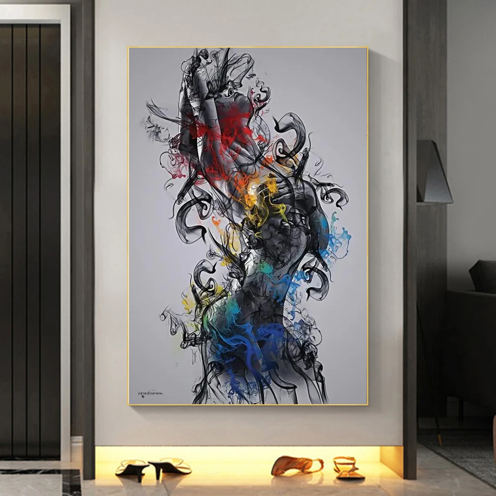 캔버스 페인팅 섹시한 몸 여자 포스터 및 프린트 현대 추상 알몸 그림 월 아트 그림 거실 홈 데코레이션