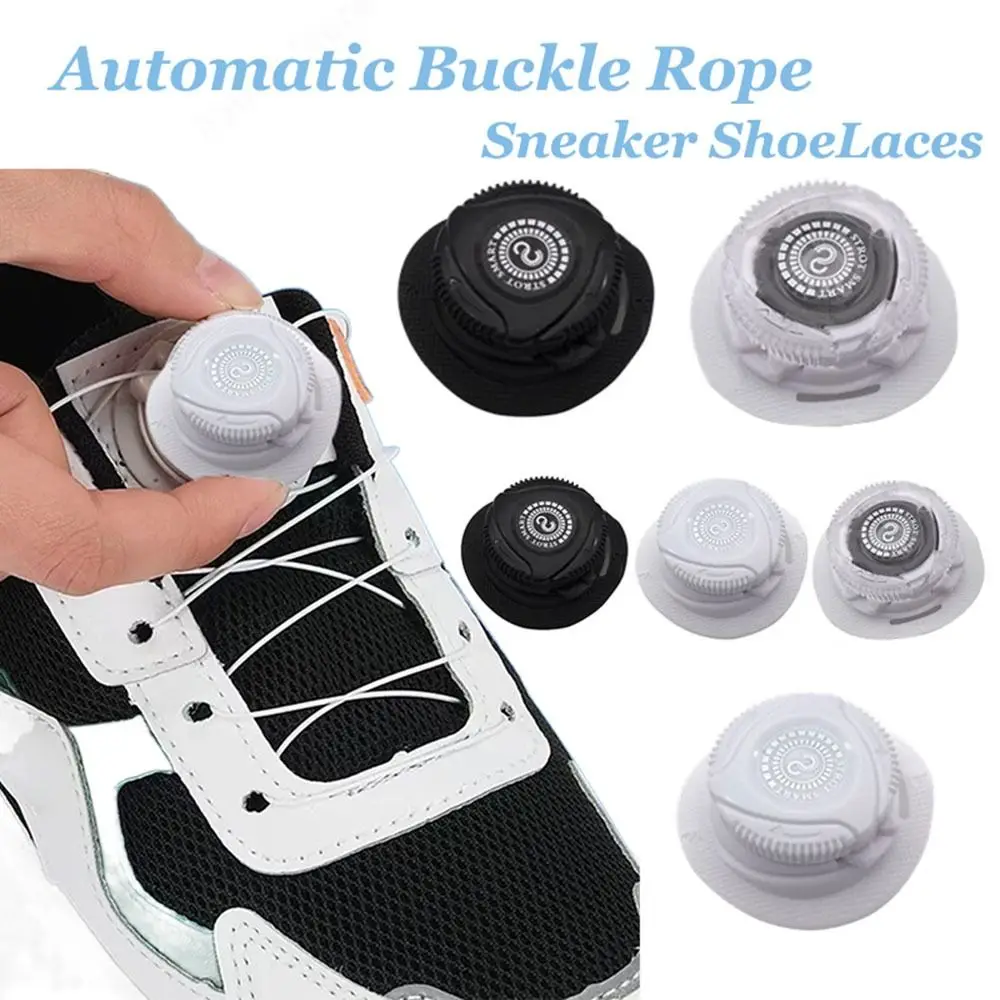 1-Pair-Automatic-Buckle-Rope-Sneaker-ShoeLaces-Quick-Lock-Shoestring-No ...