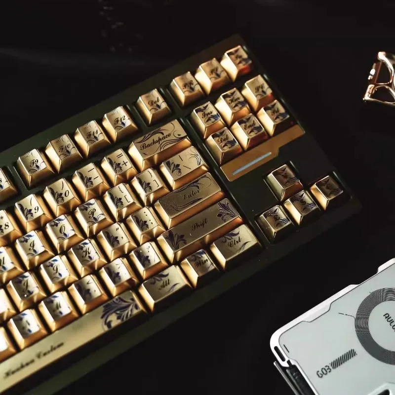 Palace Flower Metal Keycaps Zinc Alloy 87 Layout Golden Cherry Profile ...