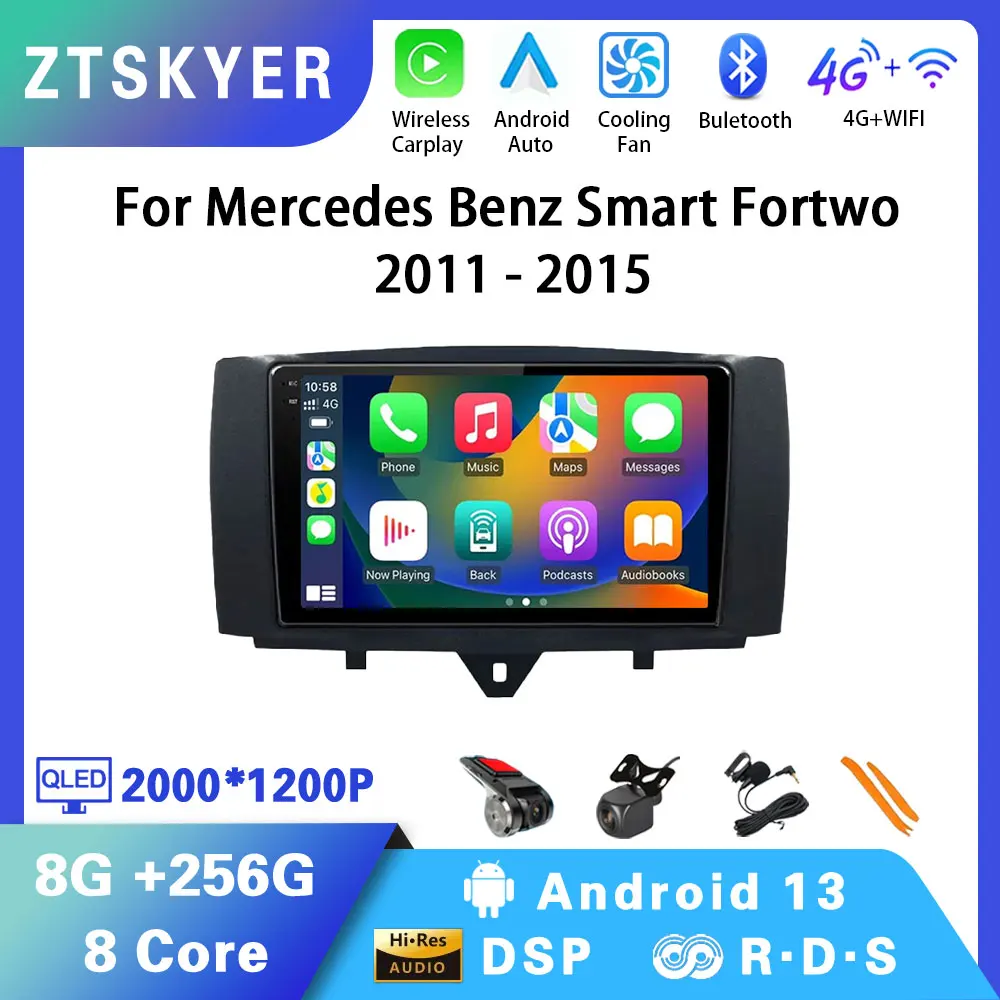 9-Inch-Android-13-For-Mercedes-Benz-Smart-Fortwo-2011-2015-Car-Radio ...