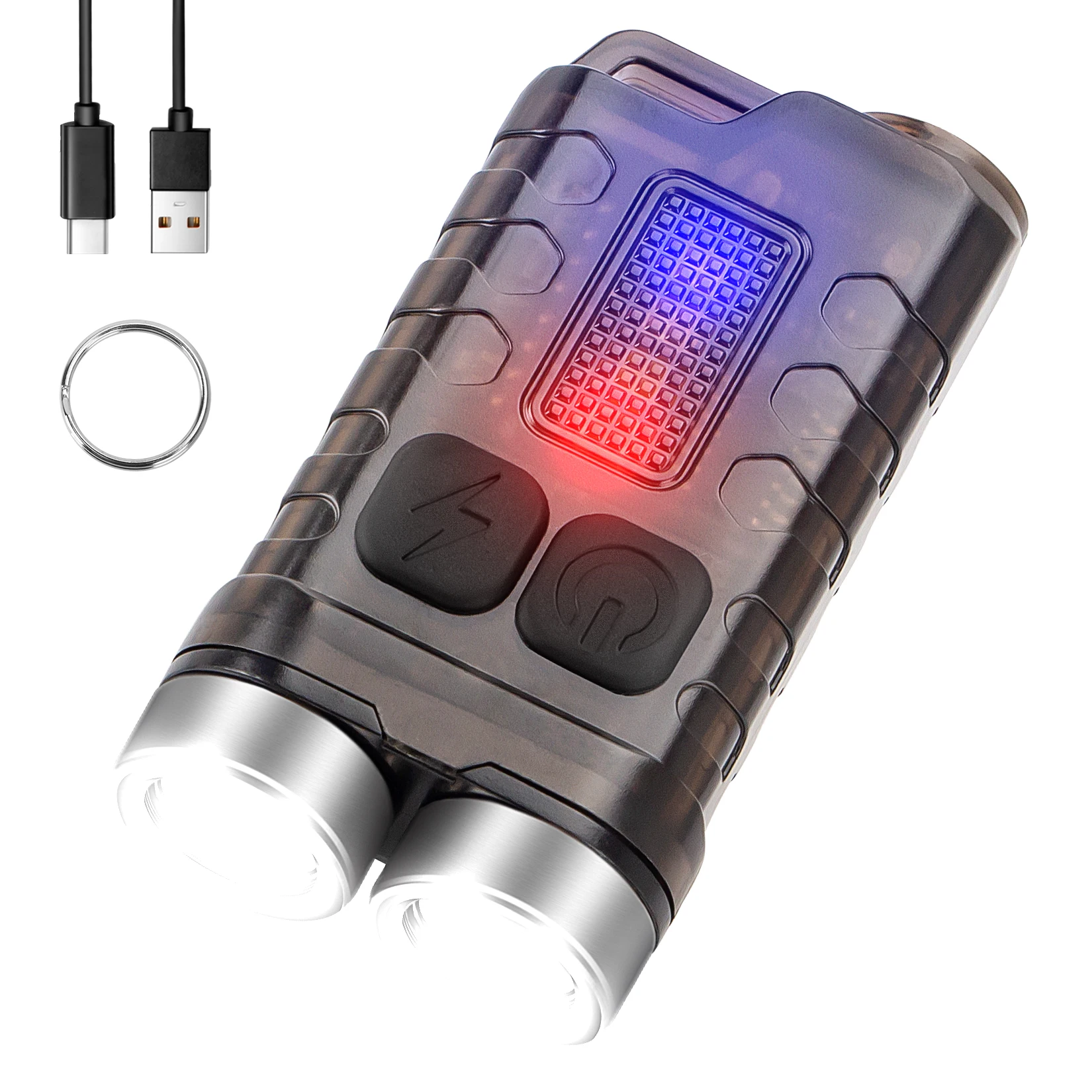 FTOYIN 미니 LED 충전식 EDC 손전등, 900 루멘 미니 키체인 라이트, IP65 방수, 다기능 휴대용 포켓 램프 ...