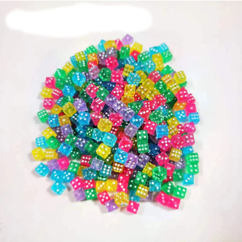 100Pcs 6colors Plastic White Gaming right angle Dice Standard D6 Point ...