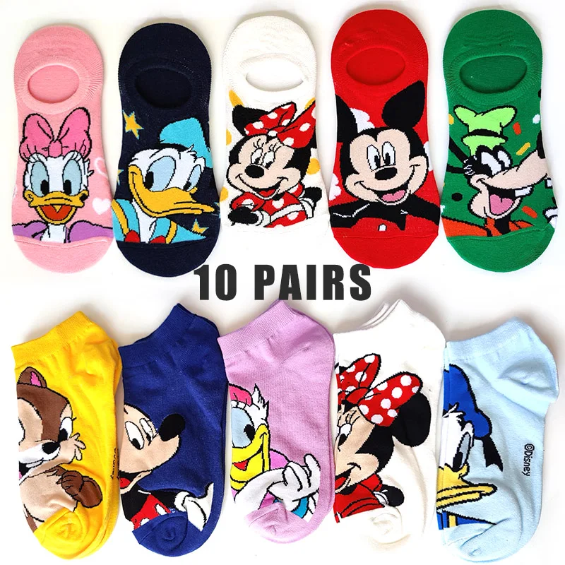 10-Pairs-Pack-Disney-Cartoon-Socks-Women-Short-Casual-Socks-Minnie ...