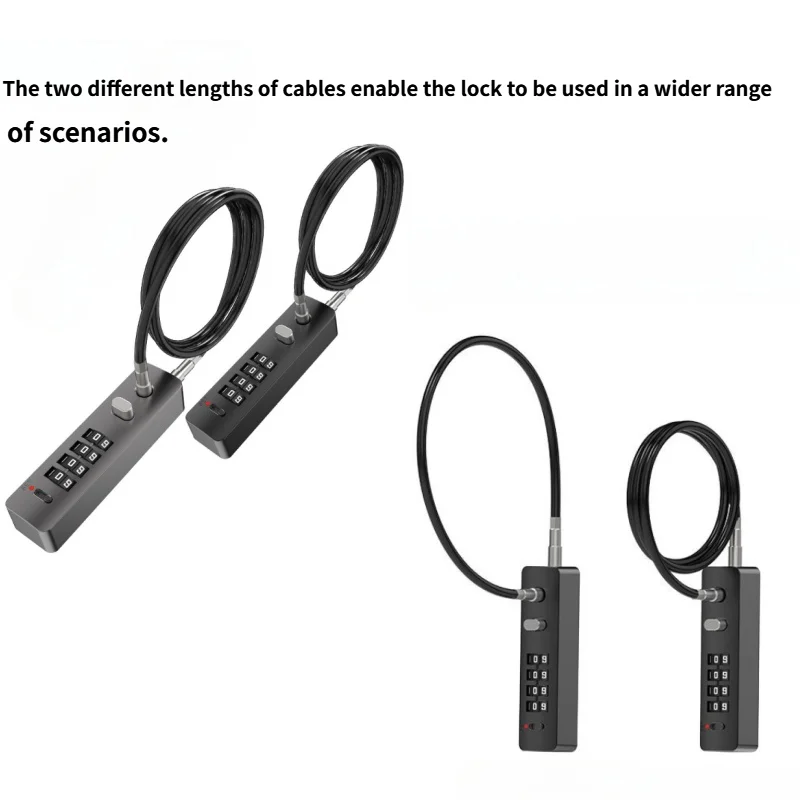 4 Digit Combination Long Rope Cable Lock Resettable Code for Bicycle ...