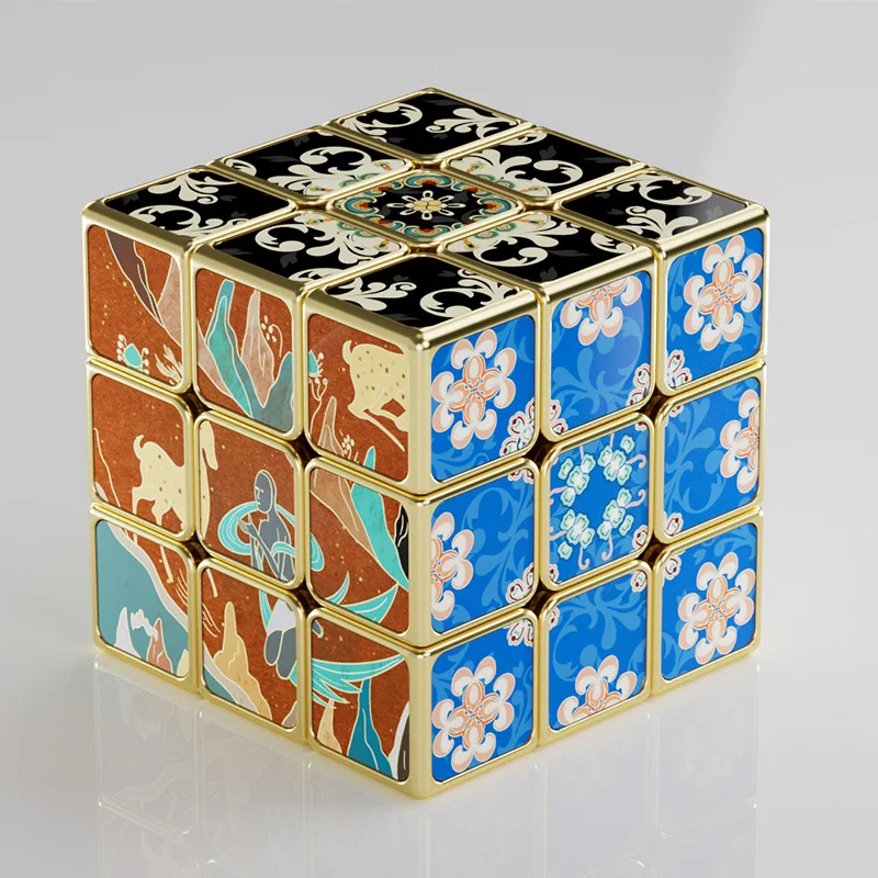 Golden Mogao Grottoes 3X3 Cube Chinese Style Cube Puzzle Toys Speed ...