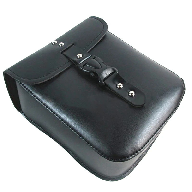 Motorcycle Black Leather Bag Saddle Storage Tool Box Pouch Side Case ...