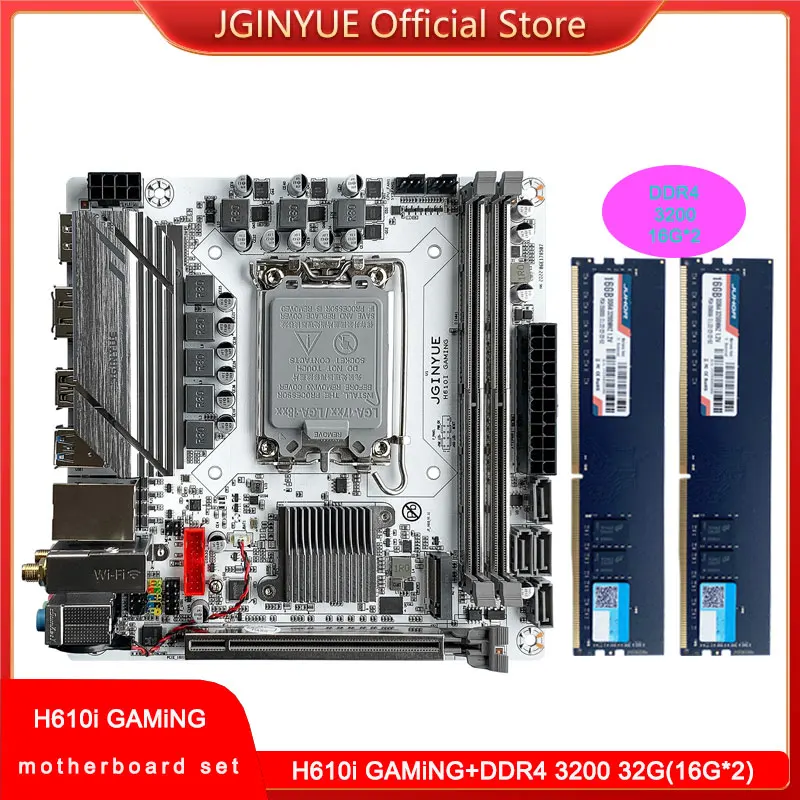 Jginyue h610i lga1700 placas mãe conjunto combinado ddr4 3200(16g * 2 ...