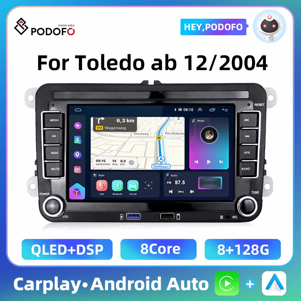 Podofo-8-core-Car-Radio-Stereo-7-8-128G-Android-10-Carplay-WIFI-4G-GPS ...