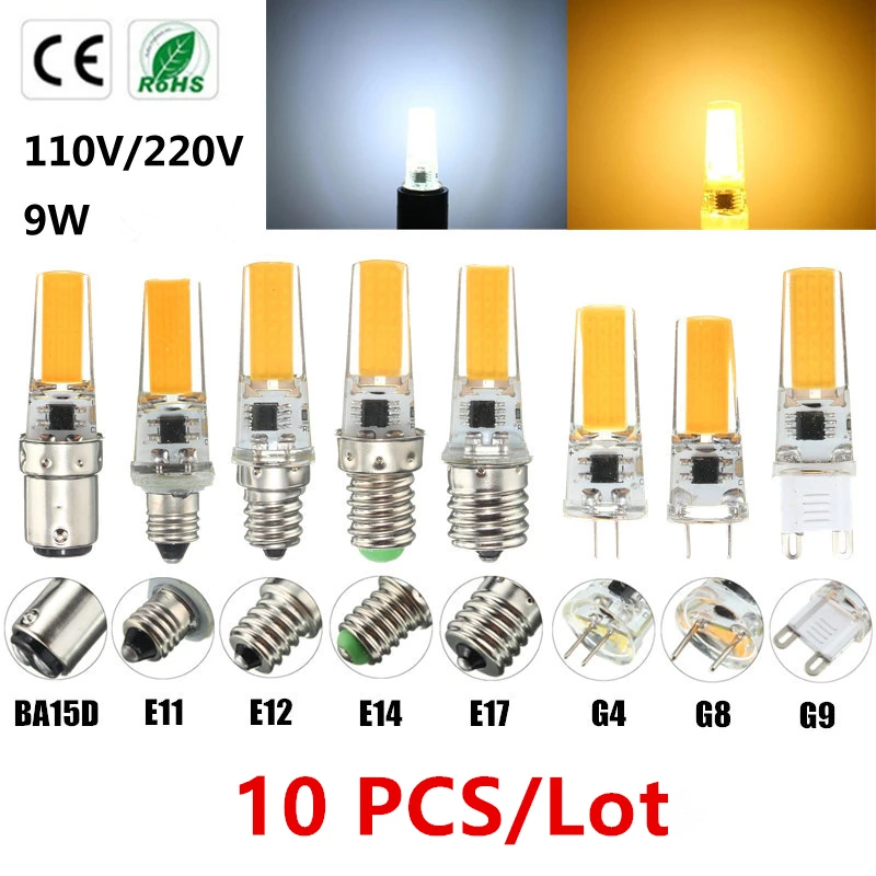 L-mpara-LED-COB-regulable-G4-G9-E14-3W-5W-9W-Bombilla-AC-DC12V-110V ...