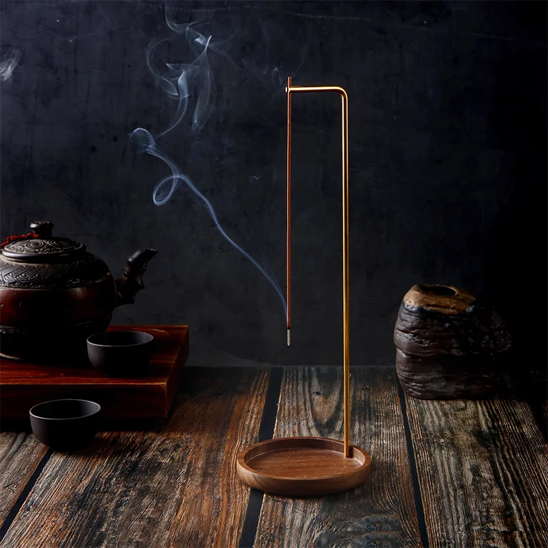 1Pcs-Creative-Brass-Incense-Holder-Upside-Down-Wooden-Incense-Burner ...