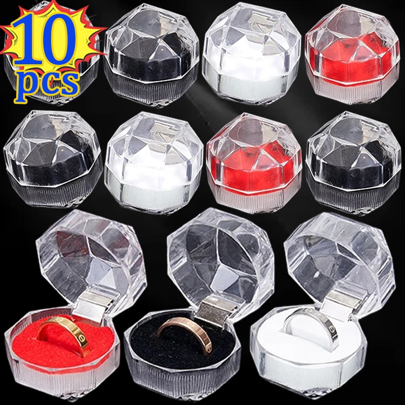 1-10PCS-Clear-Crystal-Ring-Boxes-Storage-Display-Box-Storage-Organizer-Case-Transparent-Package ...