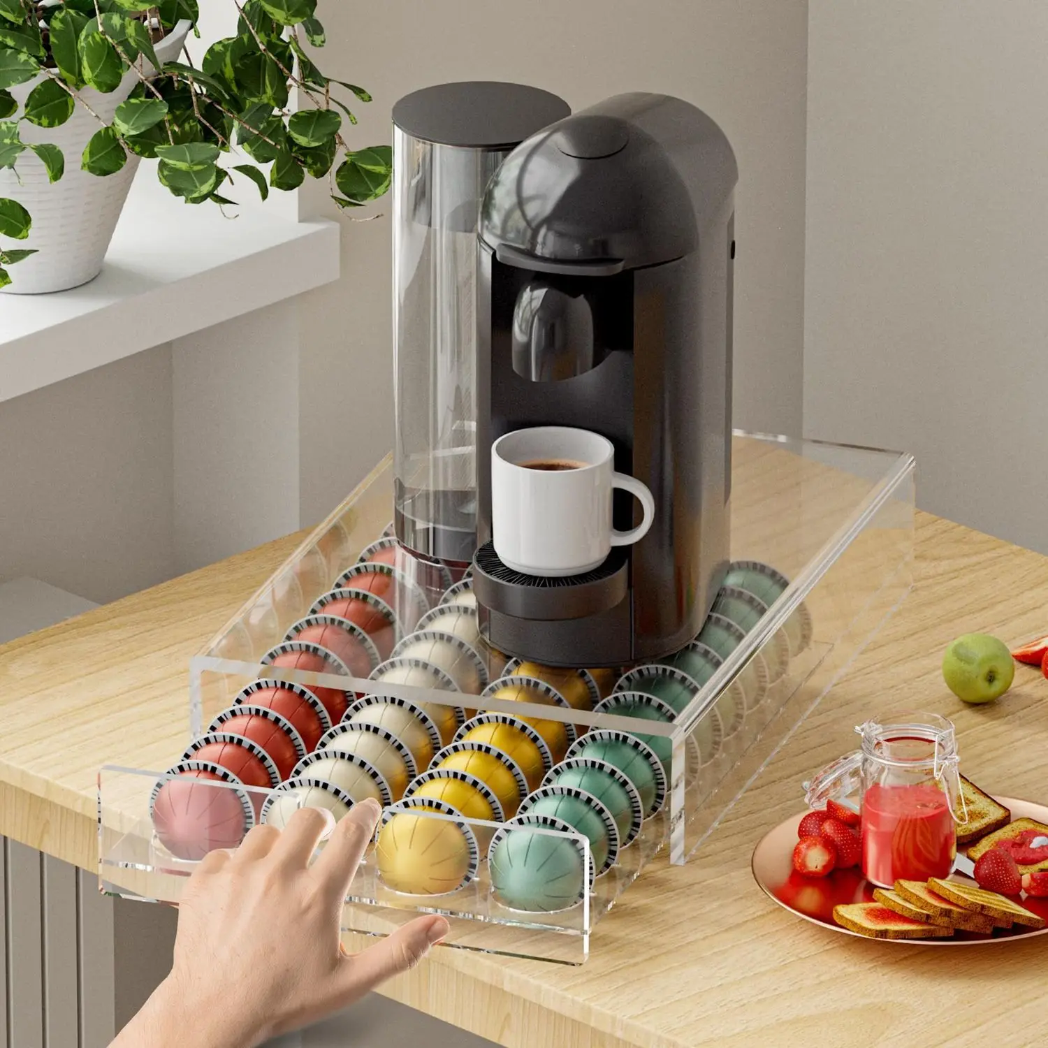 Acrylic Coffee Pod Drawer Holder Nespresso Vertuo Coffee Capsule Rack ...
