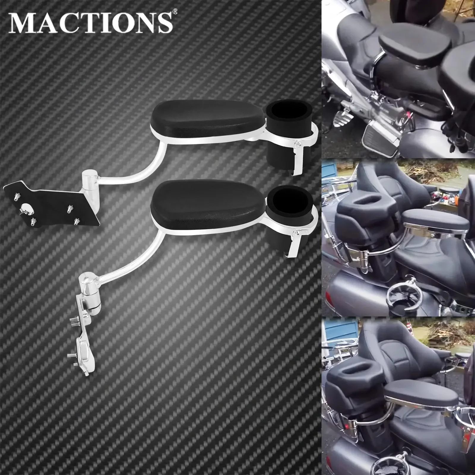 Motorcycle-Chrome-Rear-Passenger-Armrests-With-Drink-Cup-Holder-Kits ...