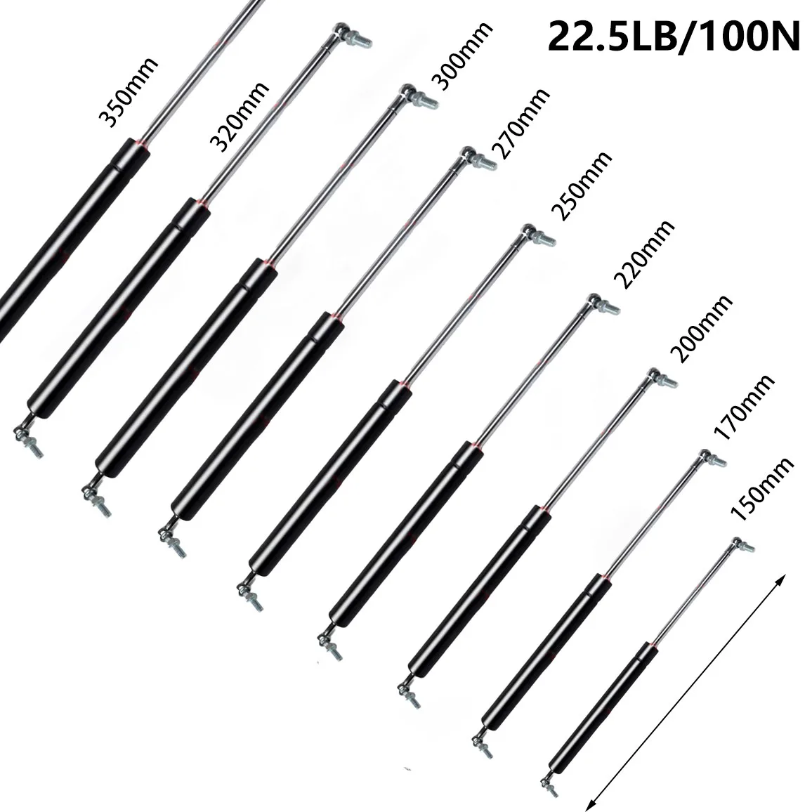 1PC-100N-22-5LB-Gas-Struts-with-Ball-Joint-Ends-Shock-Absorbers-Gas ...