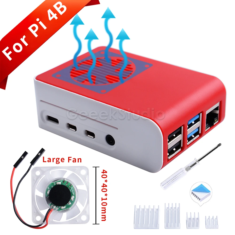 Carcasa con hebilla de ABS para Raspberry Pi 4, modelo B, con ventilador de refrigeración ...