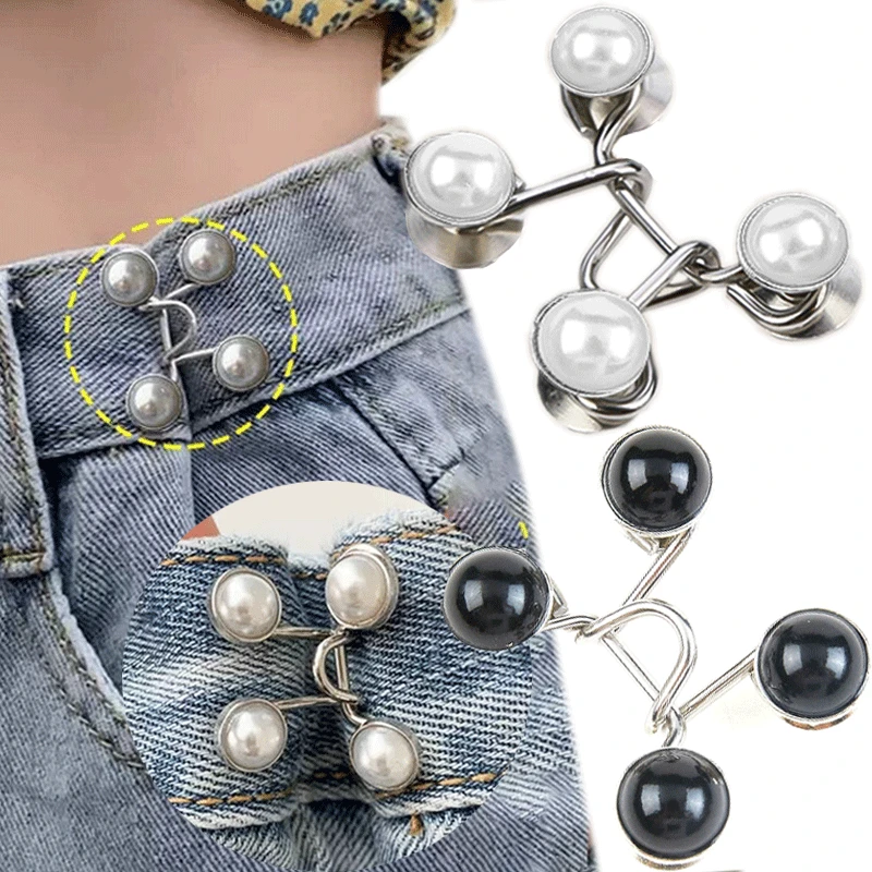 Pearl-Rhinestone-Jeans-Button-Pins-Pants-Snap-Fastener-Adjustable ...