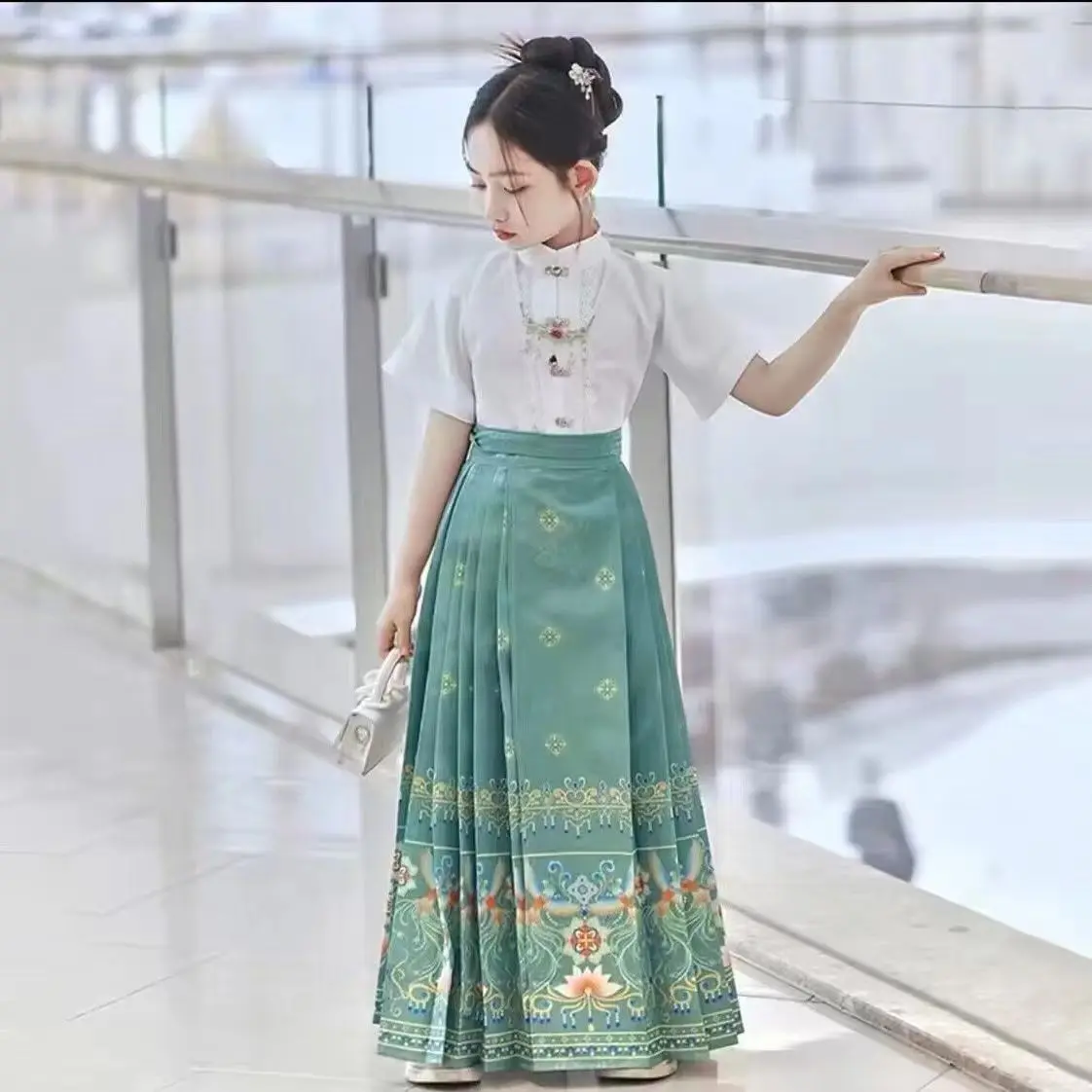 Original-Green-Print-Hanfu-Mamianqun-Chinese-Traditional-Clothing-Girl ...