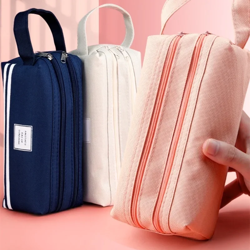 Simple-Pencil-Cases-Bag-Canvas-Pen-Box-Pouch-Double-Layer-Large ...