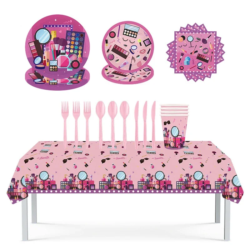 Cosmetics-Makeup-SPA-Theme-Party-Decoration-Tableware-Paper-Cup-Plate ...