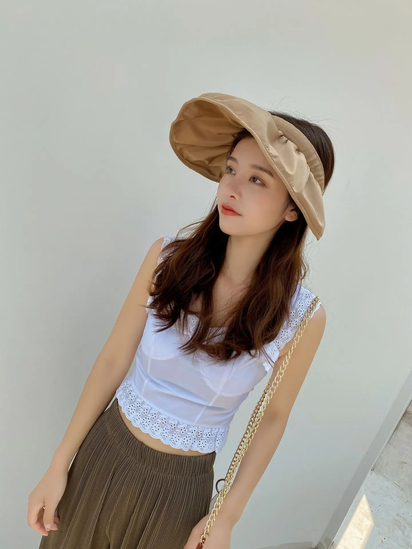 New Women's Sunshade Wide Brim Beach UV Protection Sun Hat Headband