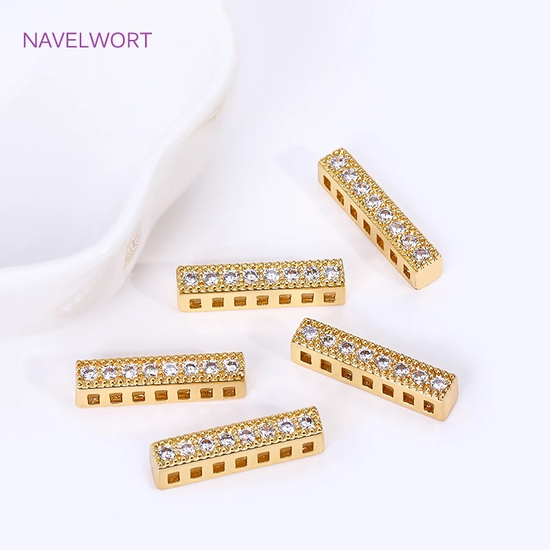 Trendy 18K Gold Plated Brass Cuboid Multiple Rows Separator Spacer Bars ...