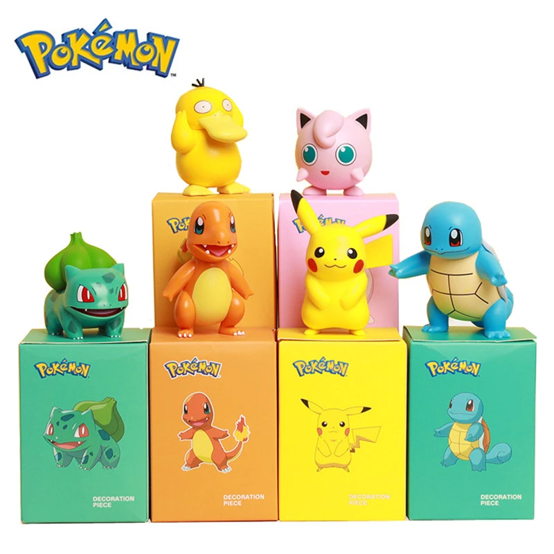 저렴한 가격 포켓몬 액션 피규어 박스 피카추 bulbasaurus Charmander 키 체인, PVC 애니메이션 피규어 장난감 ...