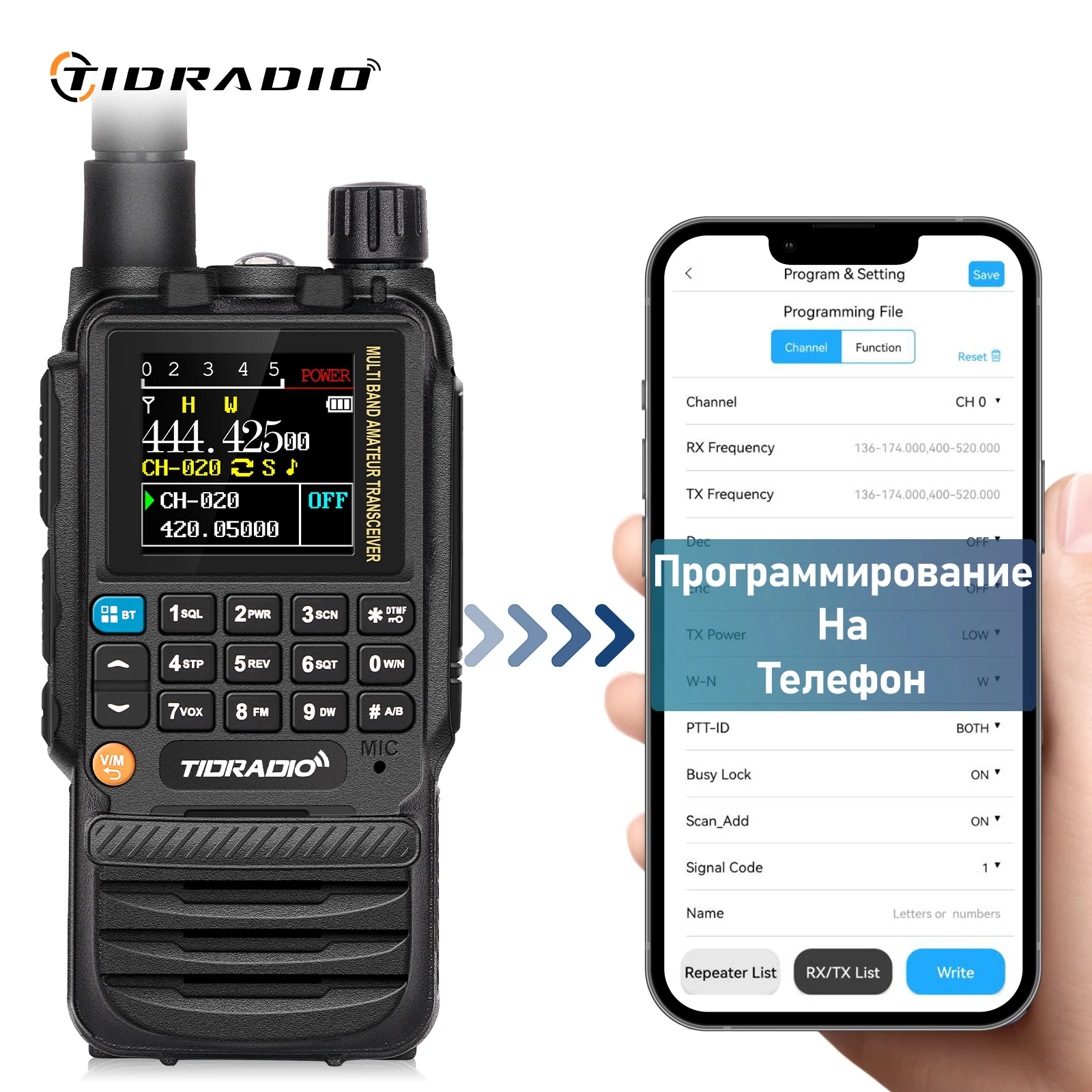 TIDRADIO H3 Long Range Walkie Talkie Phone APP Wireless Programming Air ...
