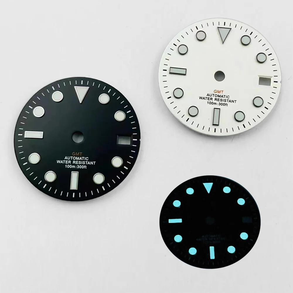 Mod 28.5mm Blue Luminous SKX007 GMT White Black Matte Watch Dial For ...