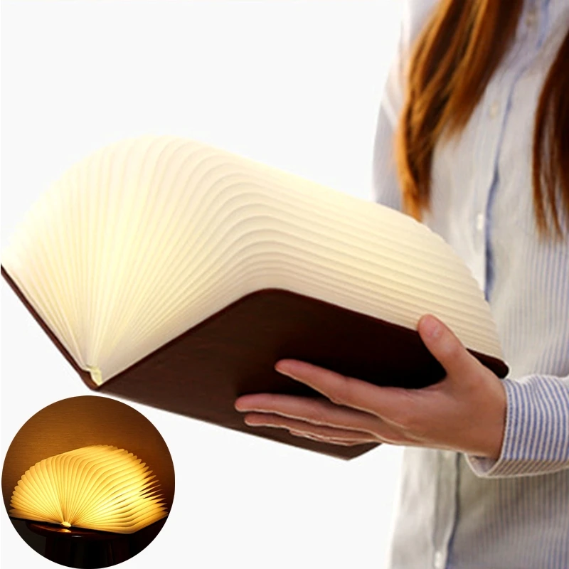 Creative-3-Color-LED-Folding-Wooden-Book-Night-Light-USB-Recharge-Table ...