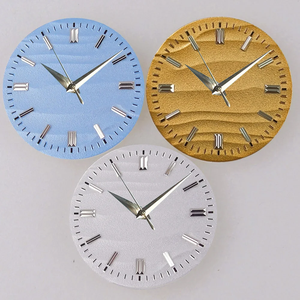 29mm-Sand-Watch-Dial-Face-Silver-Steel-Hand-Blue-Brown-White-Fit-NH35 ...