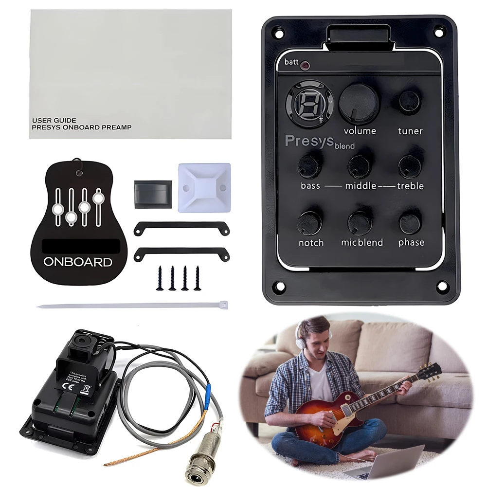Plastic 301 Guitar Pickup W/Tuner Presys Guitar Preamp EQ Equalizer ...