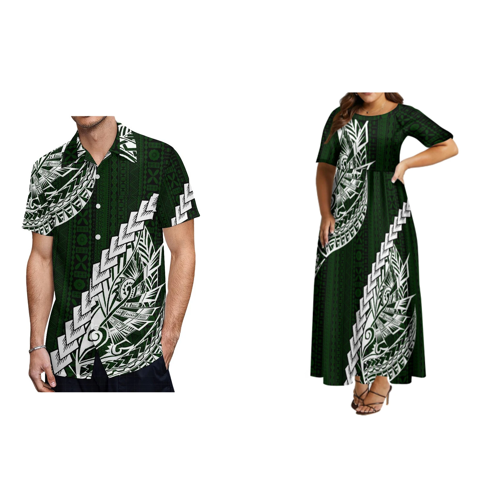 Hot-Selling-Pacific-Island-Womens-Dresses-Big-Crew-Neck-Half-Sleeve ...