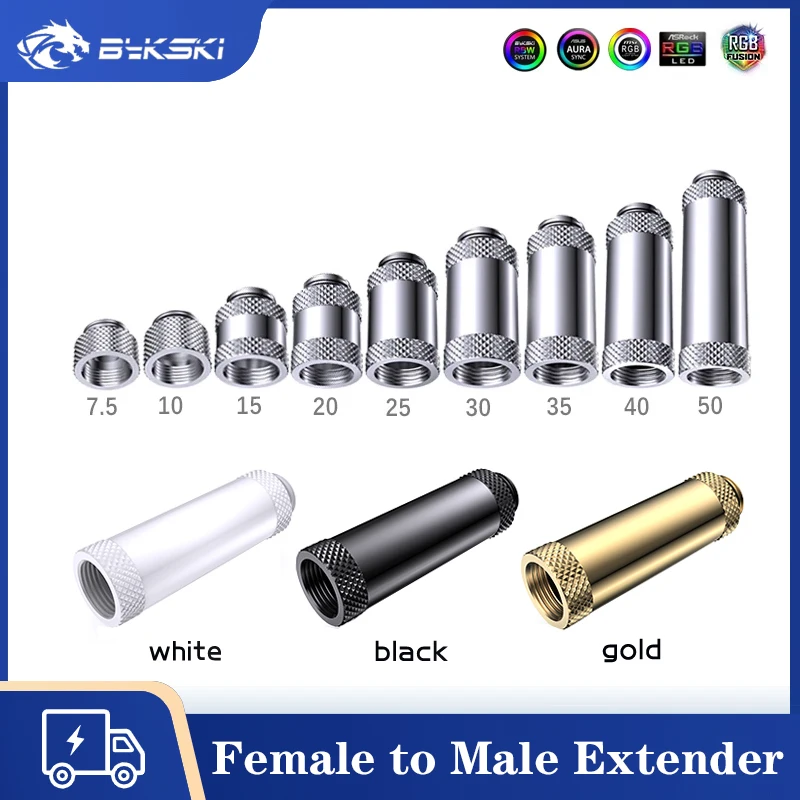 2Pcs-Bykski-G1-4-Extension-Fitting-Female-to-Male-Compression-Extender ...