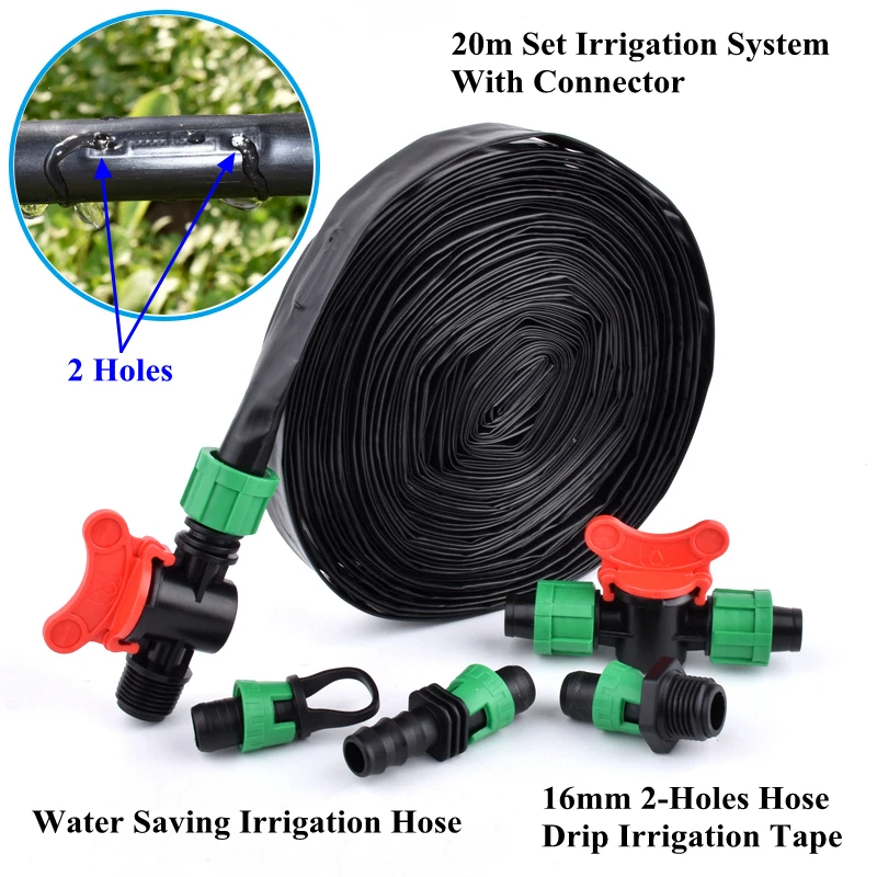 20m-Set-16mm-2-Holes-Rain-Drip-Hose-Garden-Watering-Irrigation-System ...